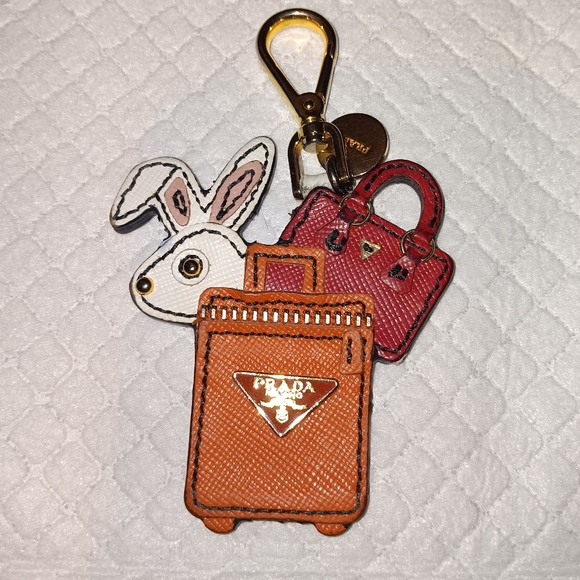 Prada | Other | Prada Rare Rabbit Logo Leather Bag Charm | Poshmark